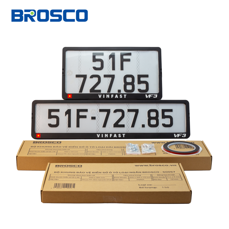 Combo bộ 2 khung bảo vệ biển số ô tô nhựa PP Brosco – dành cho Vinfast ...